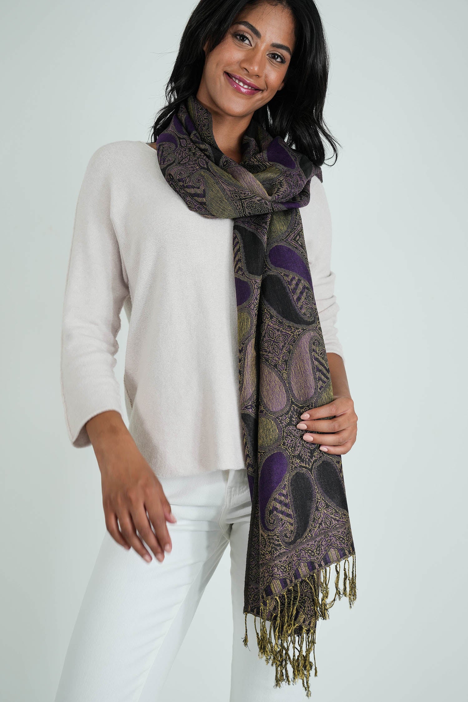 Black and Purple Tear Drop Scarf